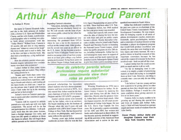 Arthur Ashe - Proud Parent | Arthur Ashe Legacy